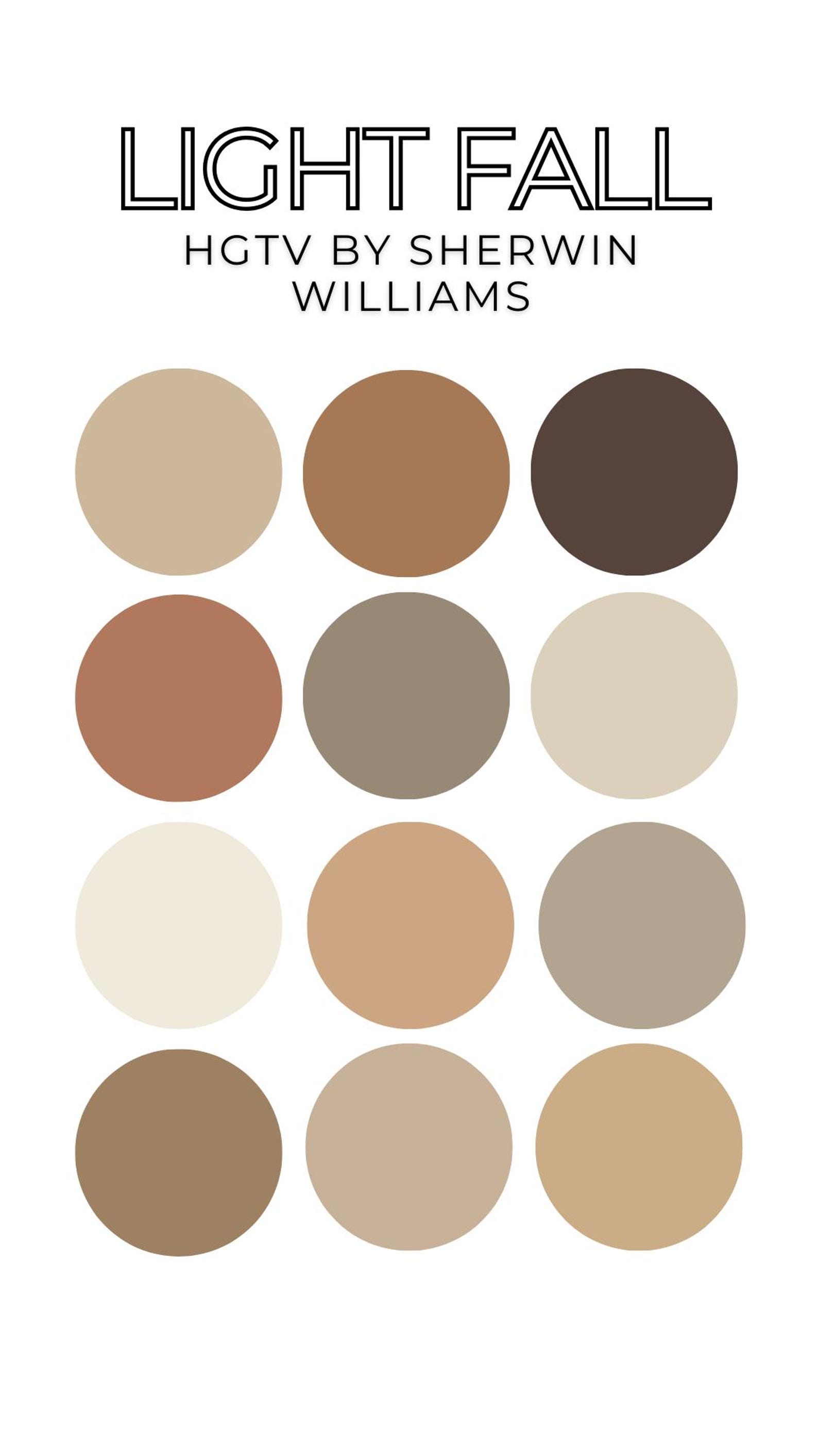 HGTV by Sherwin Williams Light Fall Paint Palette, Paint Palette, Fall ...