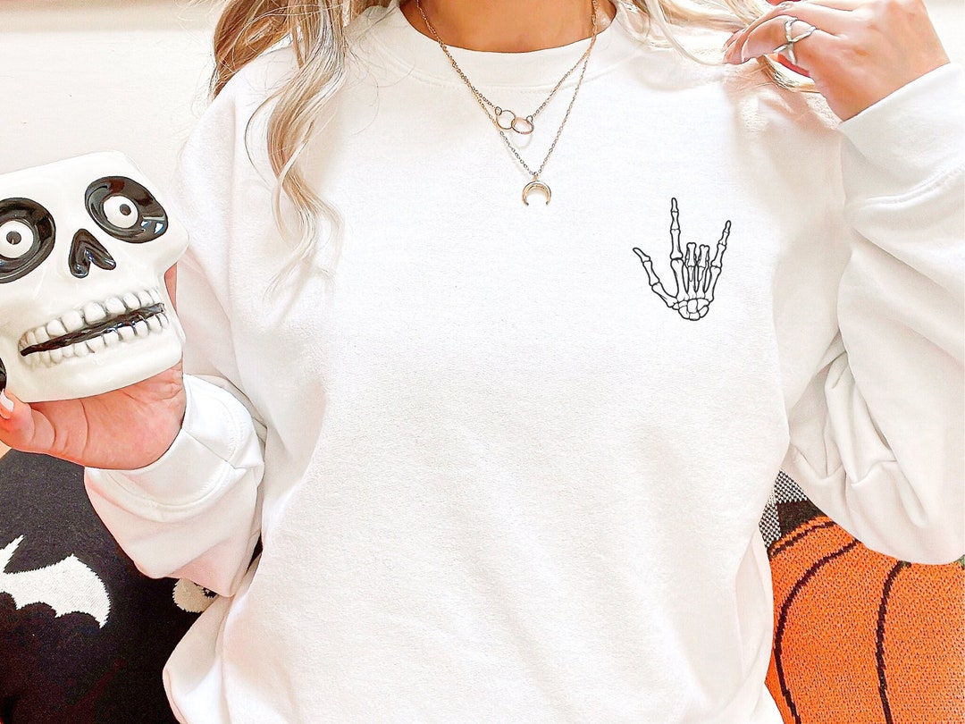 ASL I Love You Skeleton Hand Sweatshirt ASL Love Halloween Sweatshirt ...