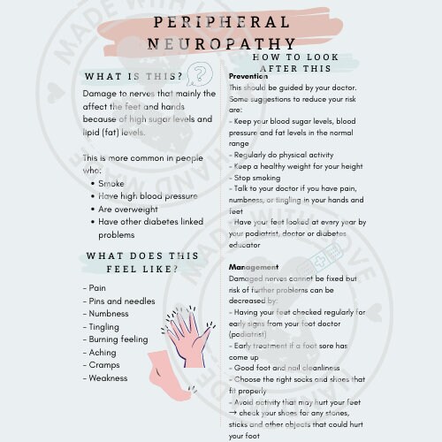 Peripheral Neuropathy || Diabetes Education Resource - Etsy