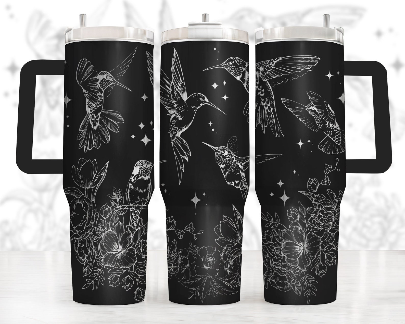 Hummingbirds 40oz Tumbler Wrap Svg, 40oz Tumbler Laser Engraving Wrap ...
