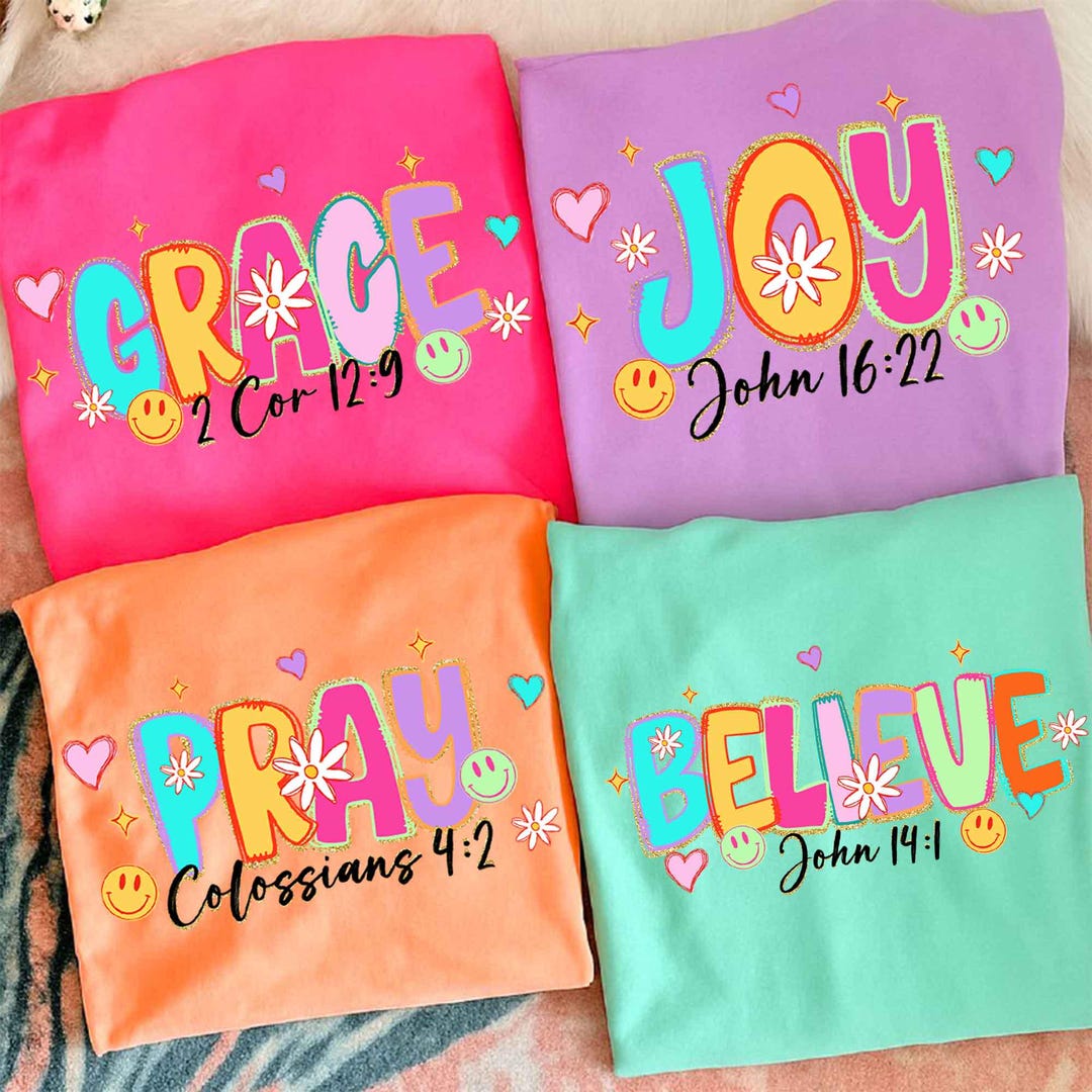 Preppy Bible Bundle Glitter Doodle Png, Grace Joy Pray Believe Design ...