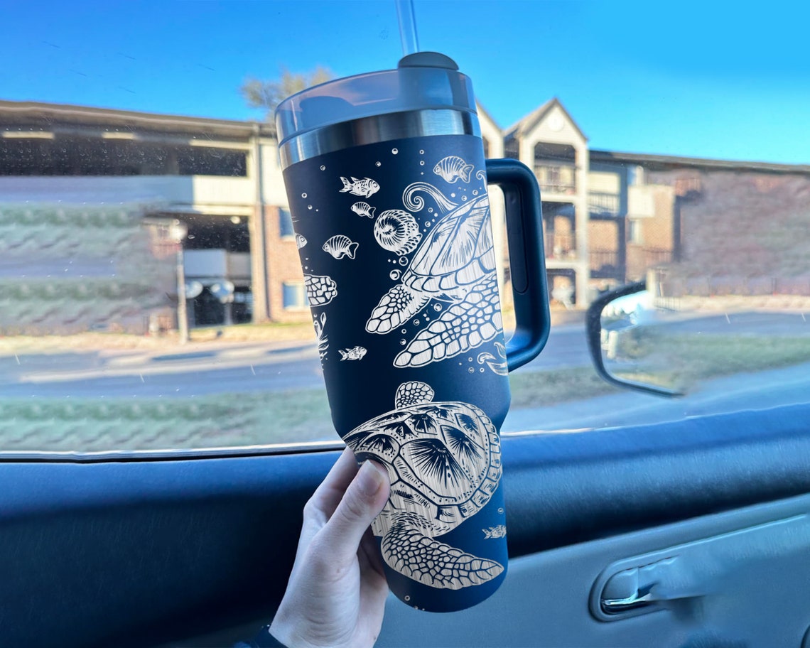 Turtle Tumbler Wrap Laser Svg, 40oz Laser Engraved Sea Baby Turtle ...