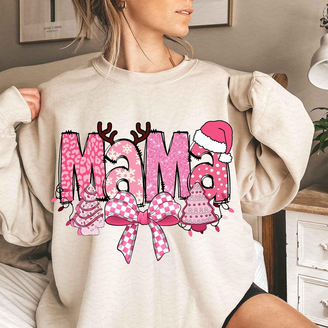 Pink Mama Christmas Png, Mama Png, Christmas Png, Pink Coquette ...