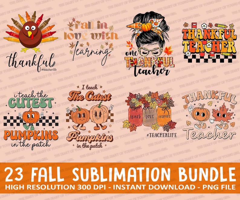 Fall Teacher Png Bundle Sublimation Design Download, Thanksgiving ...