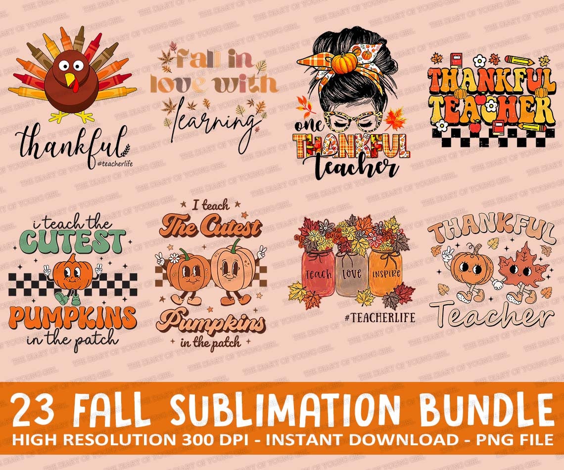 Fall Teacher Png Bundle Sublimation Design Download, Thanksgiving ...