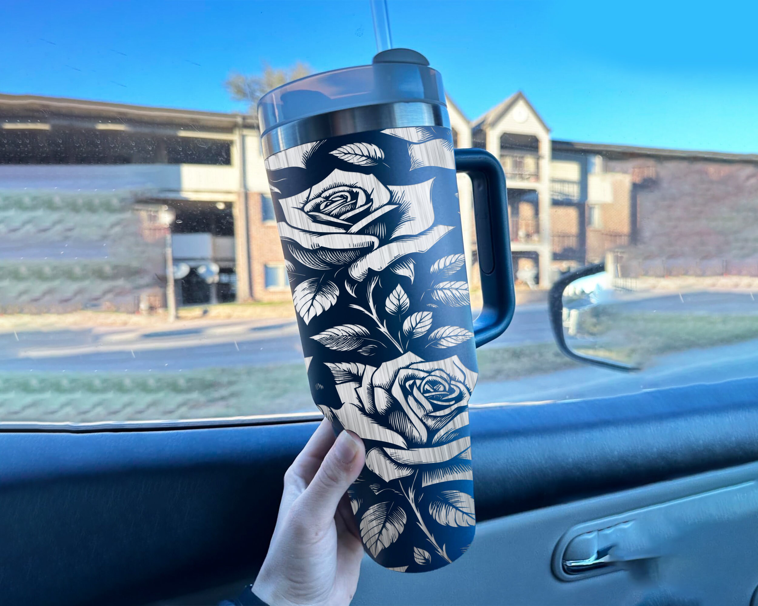 Rose Laser Engraved Full Wrap Design for 40 Oz Tumbler, Rose SVG Laser ...