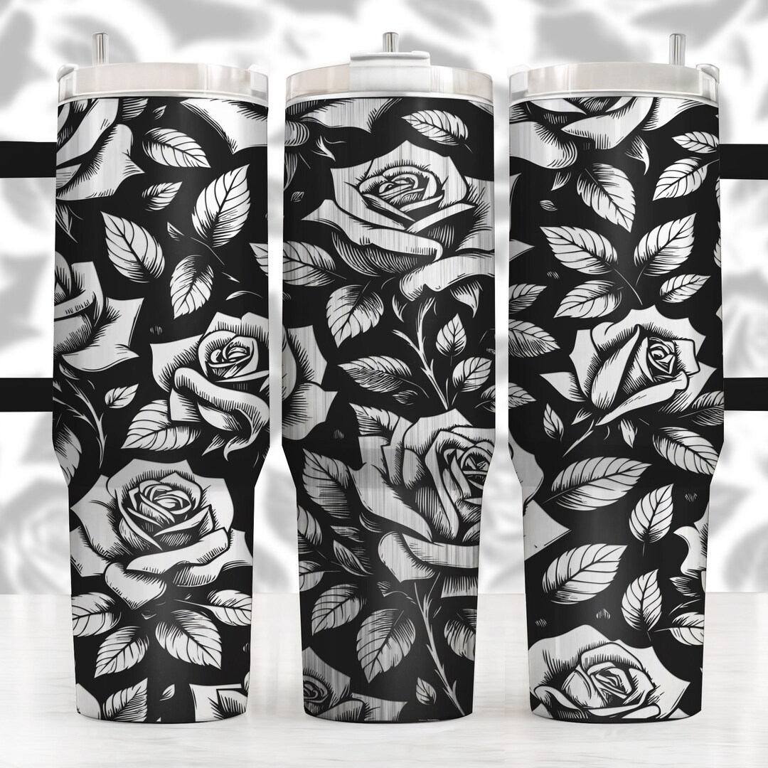 Rose Laser Engraved Full Wrap Design for 40 Oz Tumbler, Rose SVG Laser ...