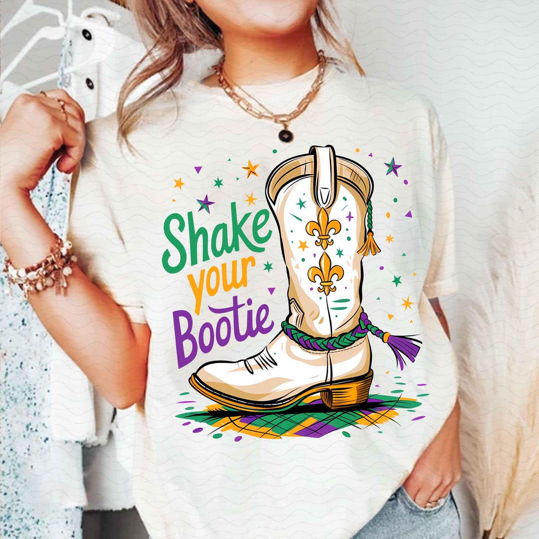 Shake Your Bootie PNG, Mardi Gras Cowboy Boot Digital Download ...