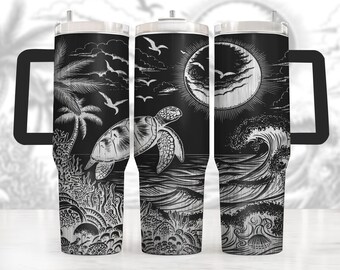Turtle Tumbler Wrap Laser Svg, 40oz Laser Engraved Sea Baby Turtle ...