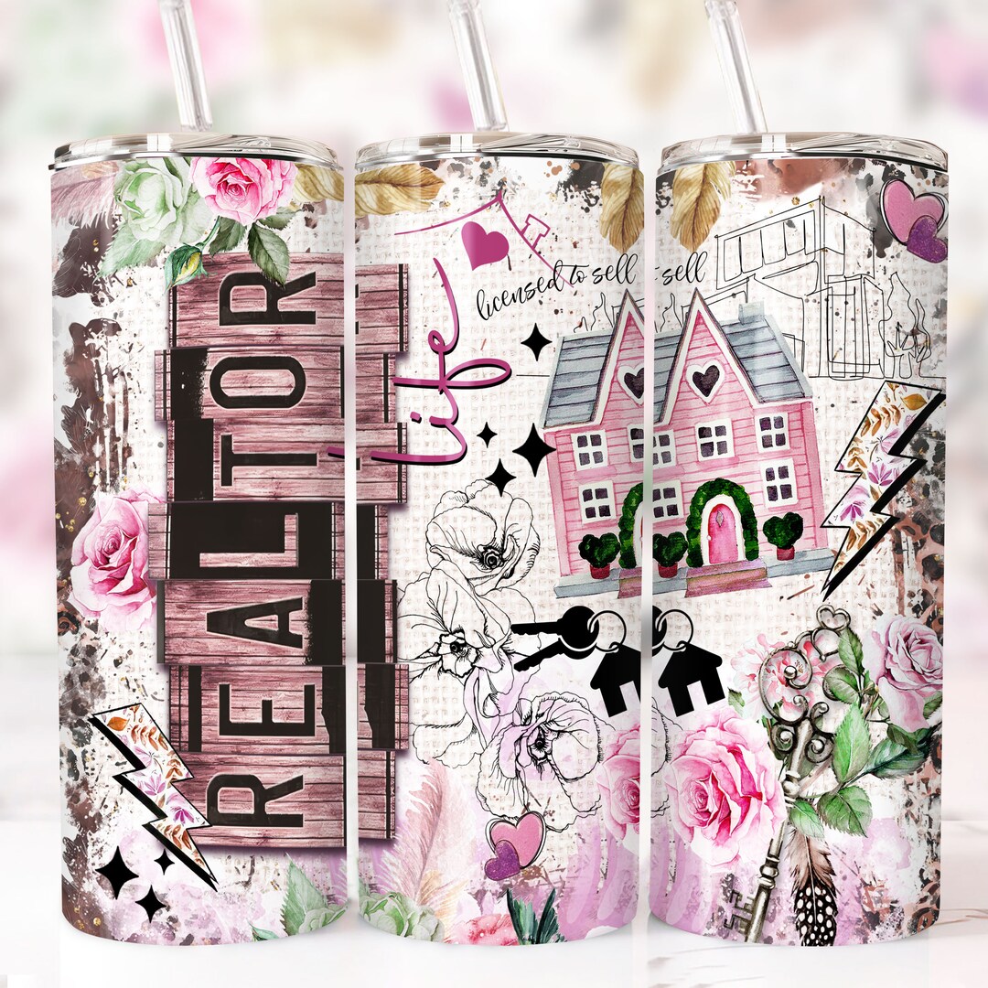 Realtor 20 Oz Skinny Tumbler Sublimation Leopard Boho Real Estate Wrap ...