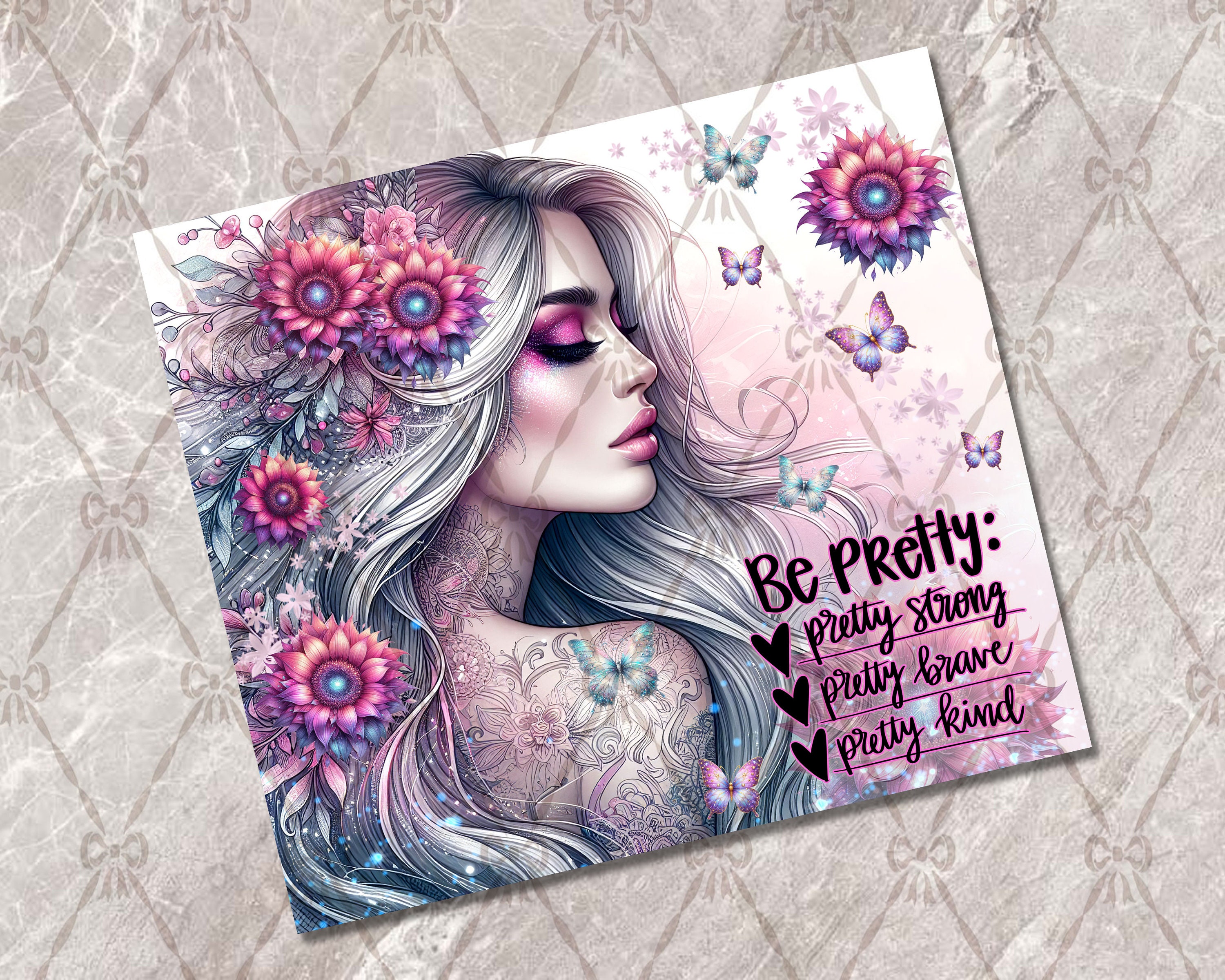 Daily Affirmations 20oz Tumbler Wrap Skinny Sublimation Tumbler Design