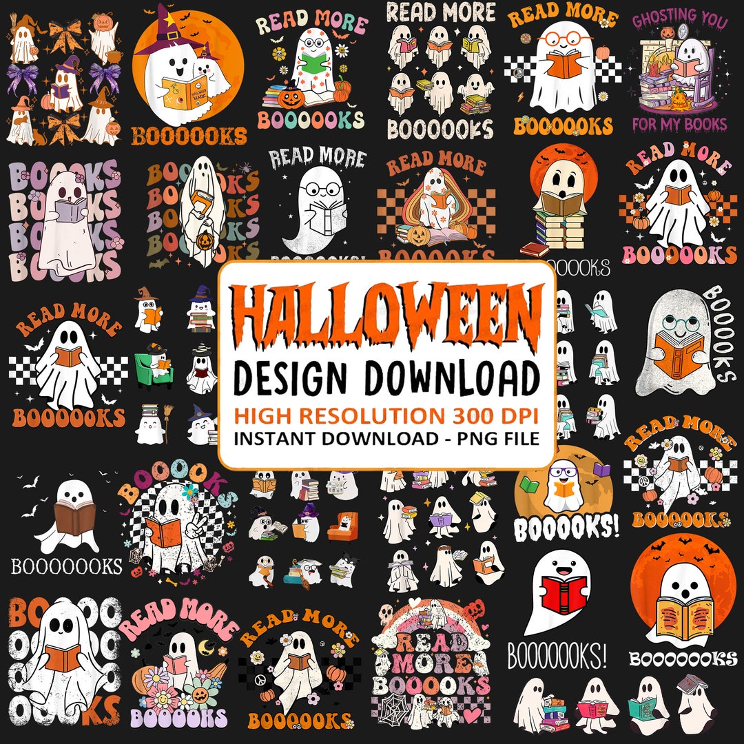Ghost Reading Book Png, Teacher Halloween Png, Librarian Png, Book ...