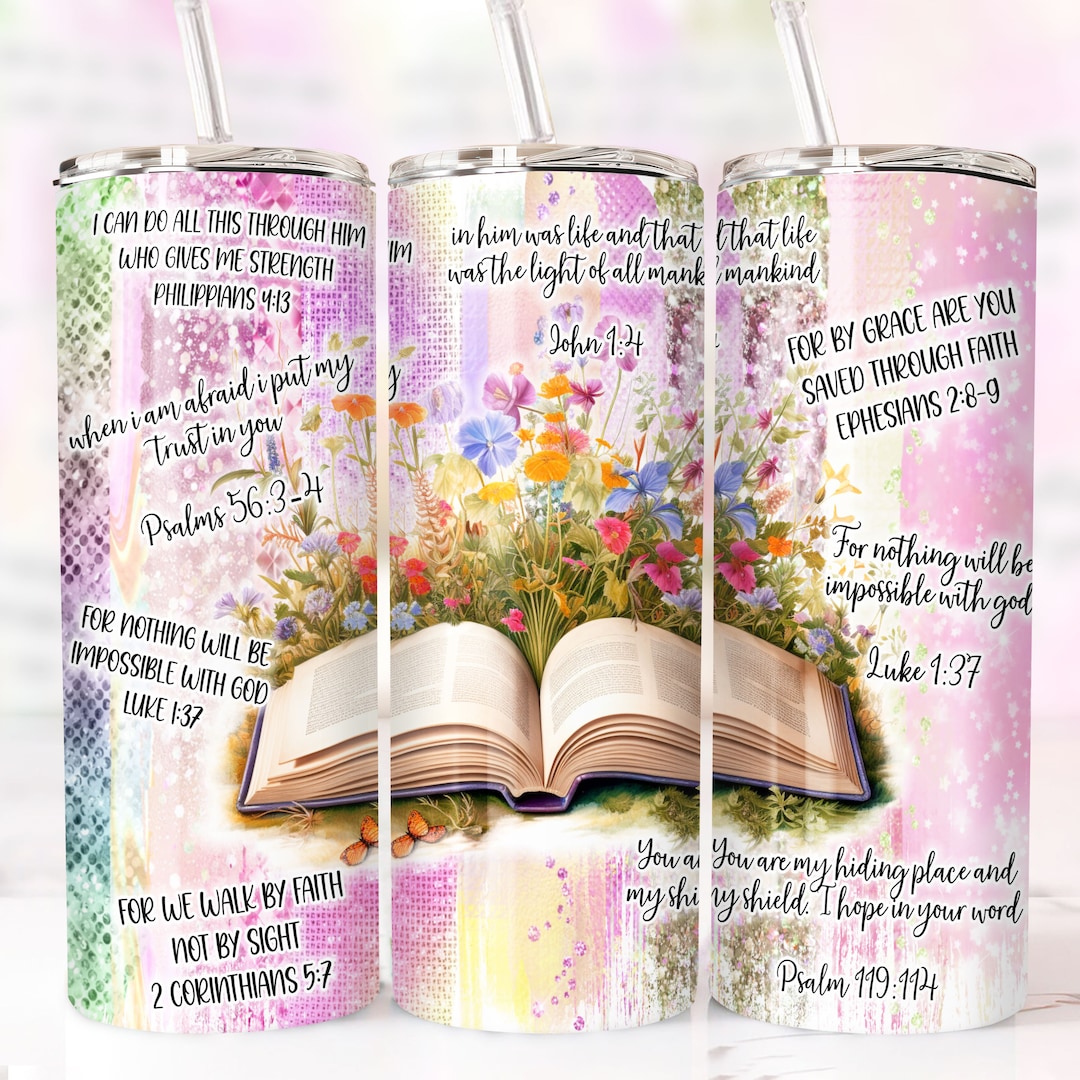 Bible Verses 20 Oz Skinny Tumbler Christian Tumbler Wrap PNG ...
