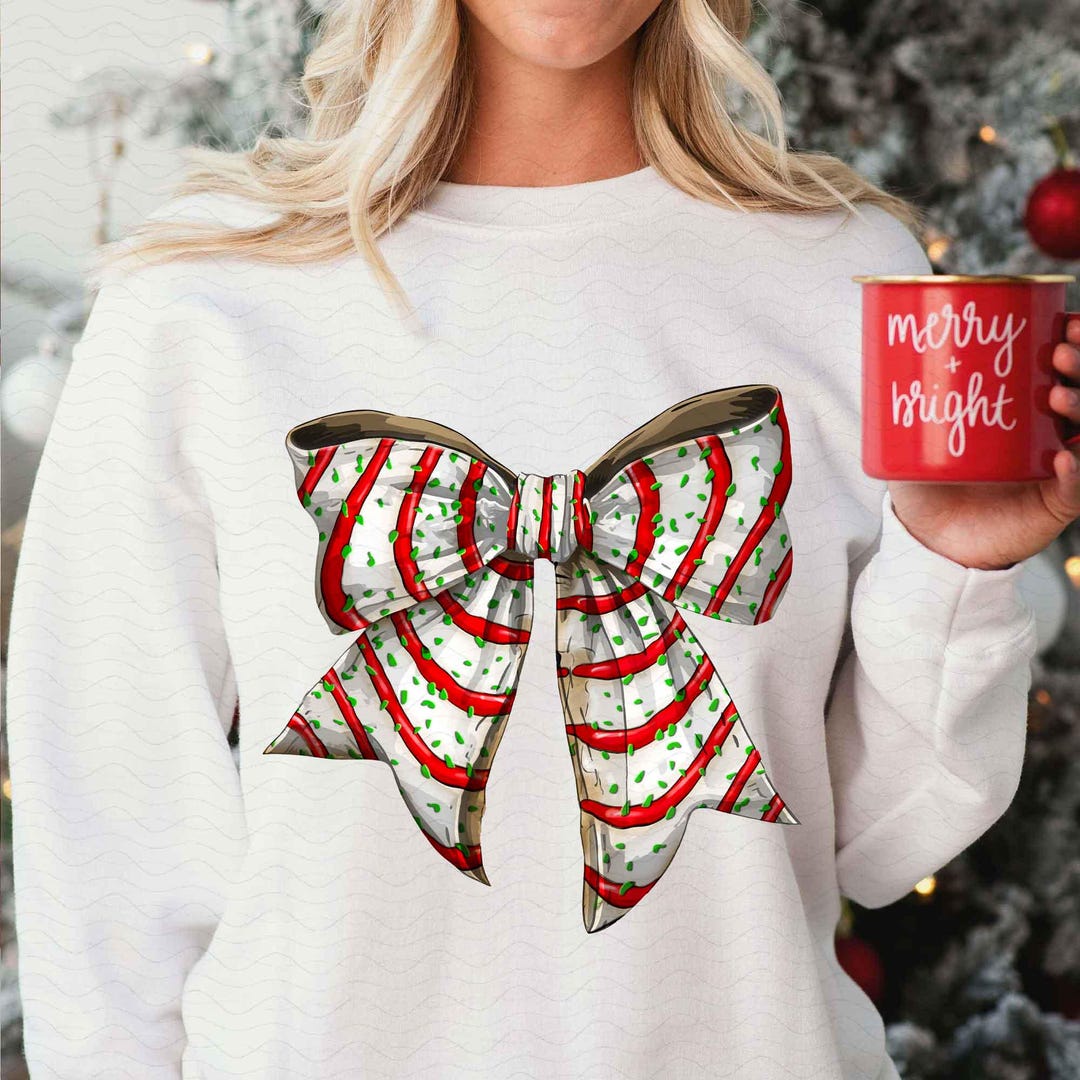 Cute Christmas Tree Cake Bow, Trendy Christmas Bow Png, Holiday Spirit ...