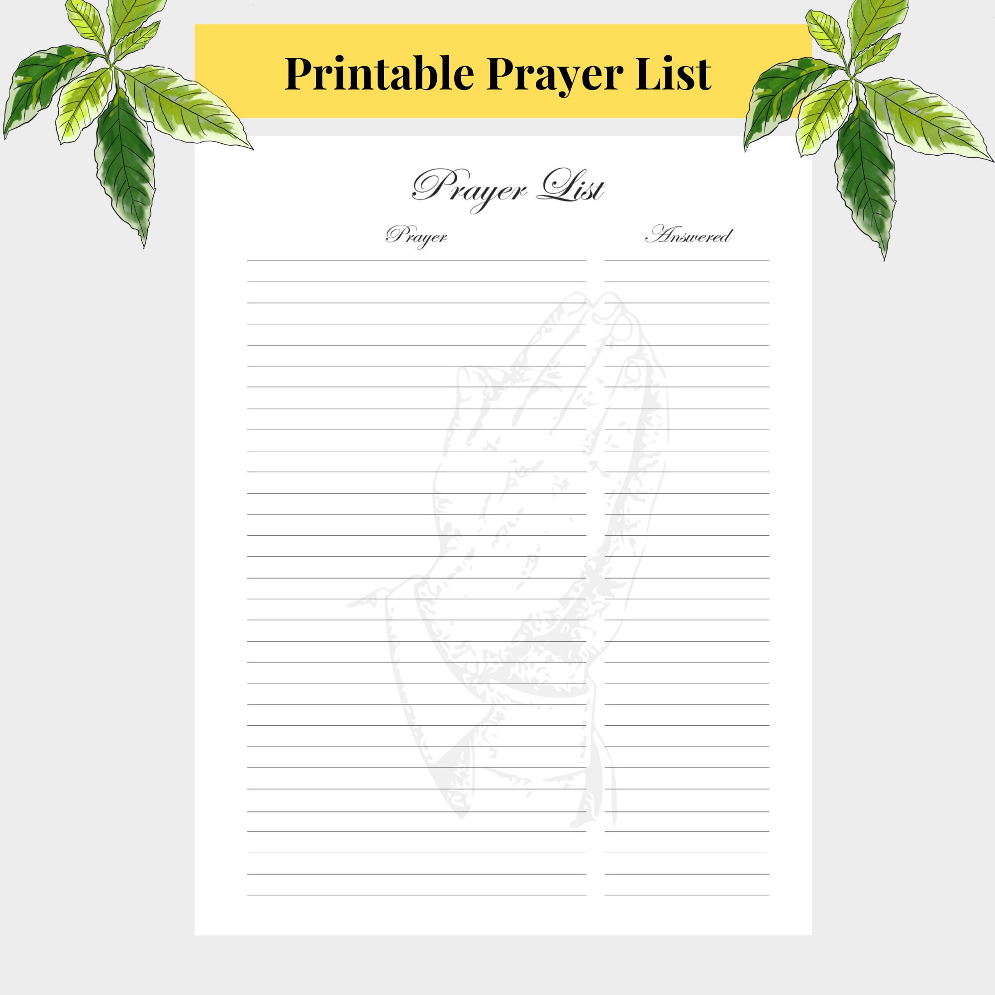 Printable Prayer List Christian Printable Prayer Journal Praying Hands ...