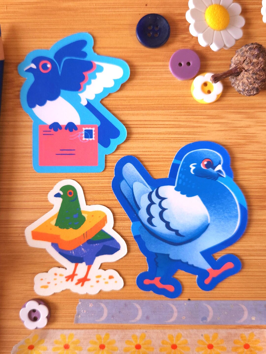 Pigeon Waterproof Vinyl Stickers | Silly Bird Mail Carrier Rock Dove ...