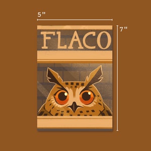 Flaco in Window New York Eurasian Eagle Owl Illustrated Print 5"x7" - Etsy