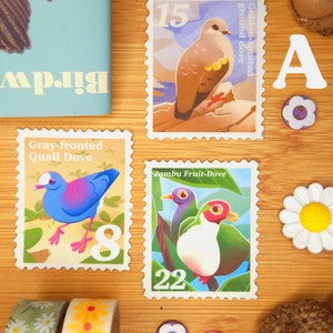 Pigeon Dove Bird Stamp Art Waterproof Vinyl Stickers | Cute Birding ...