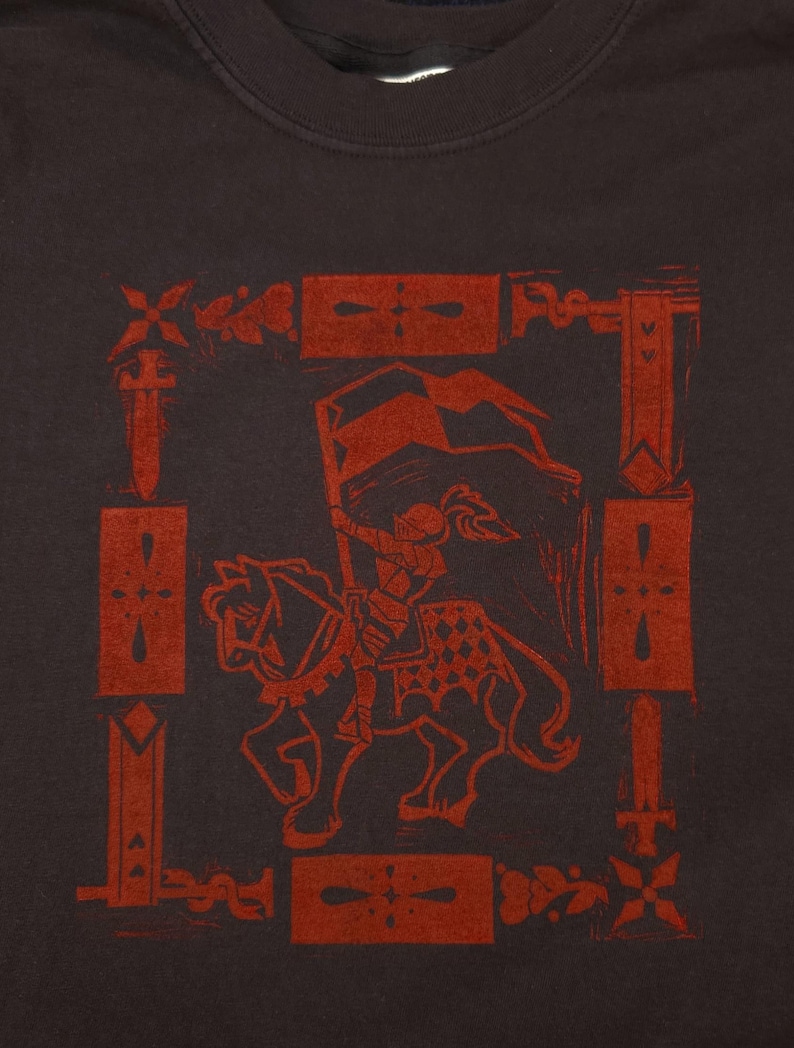Handprinted Blockprint Knights Medieval Joust T-shirt | Linocut Stamp ...