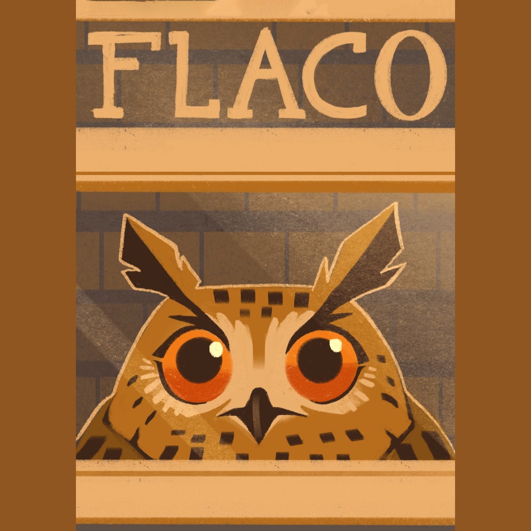 Flaco in Window New York Eurasian Eagle Owl Illustrated Print 5"x7" - Etsy