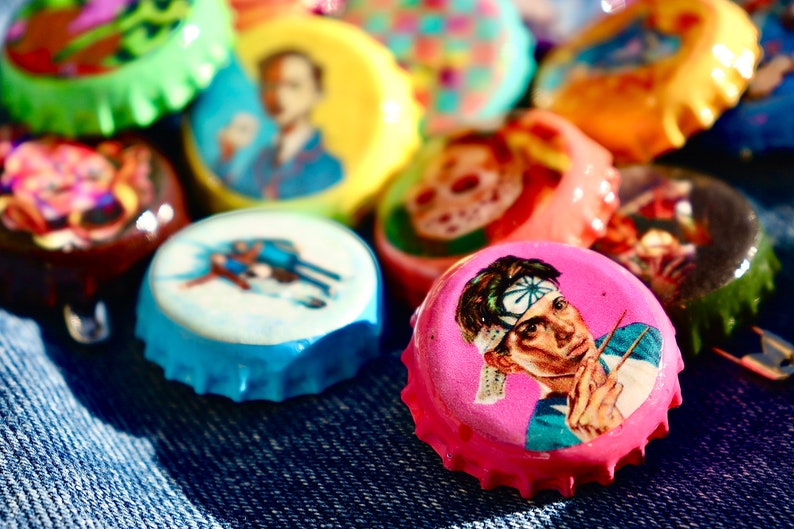 Bottle Cap Art Pins - Etsy