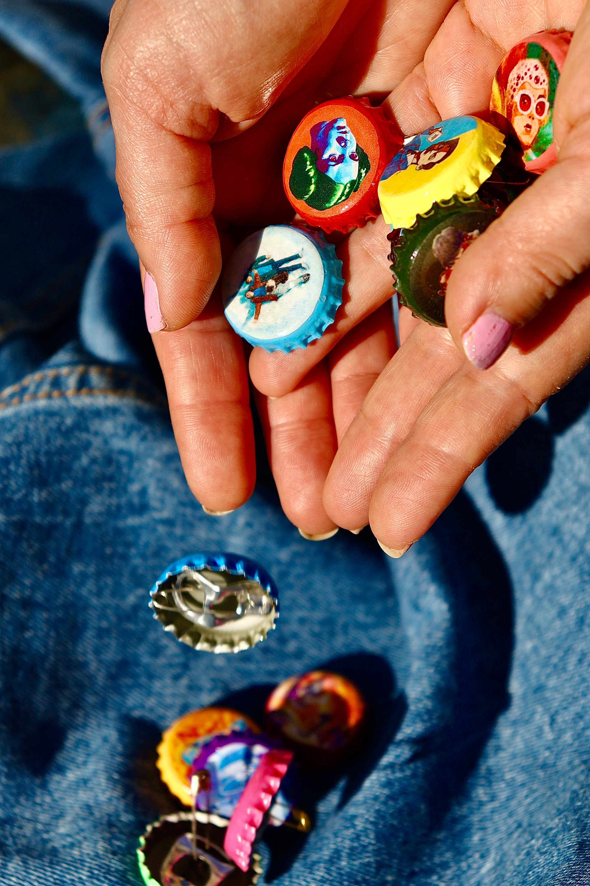 Bottle Cap Art Pins - Etsy