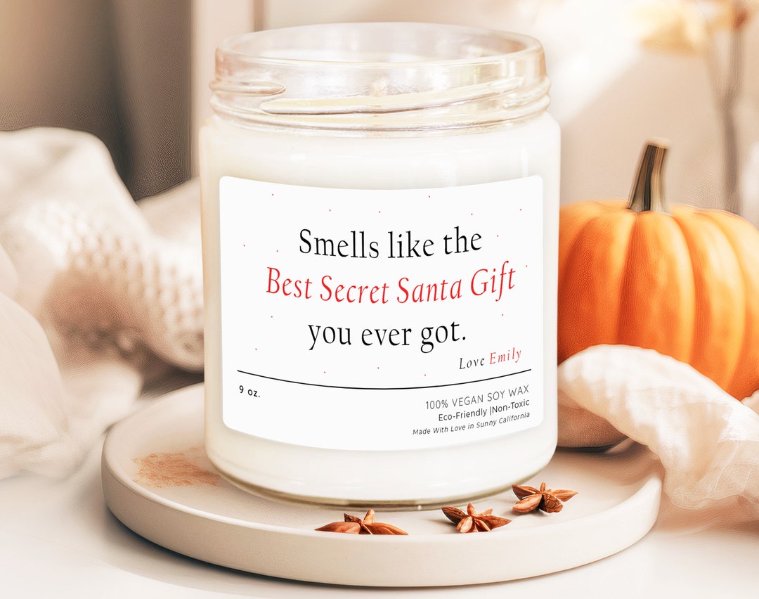 Smells Like the Best Secret Santa Gift Candle, Custom Christmas Gift, Perfect Holiday Scented ...