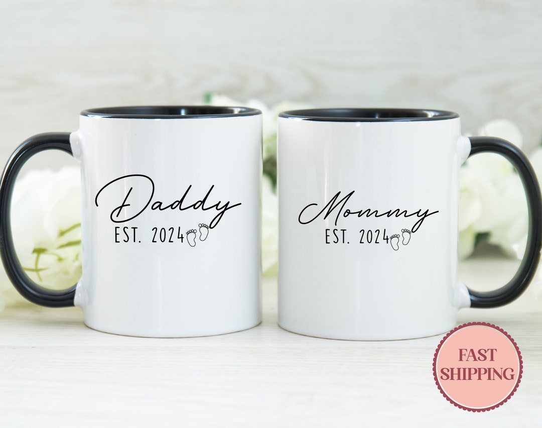 Daddy Est Coffee Mug •custom Daddy Est Gift •pregnancy Reveal for ...
