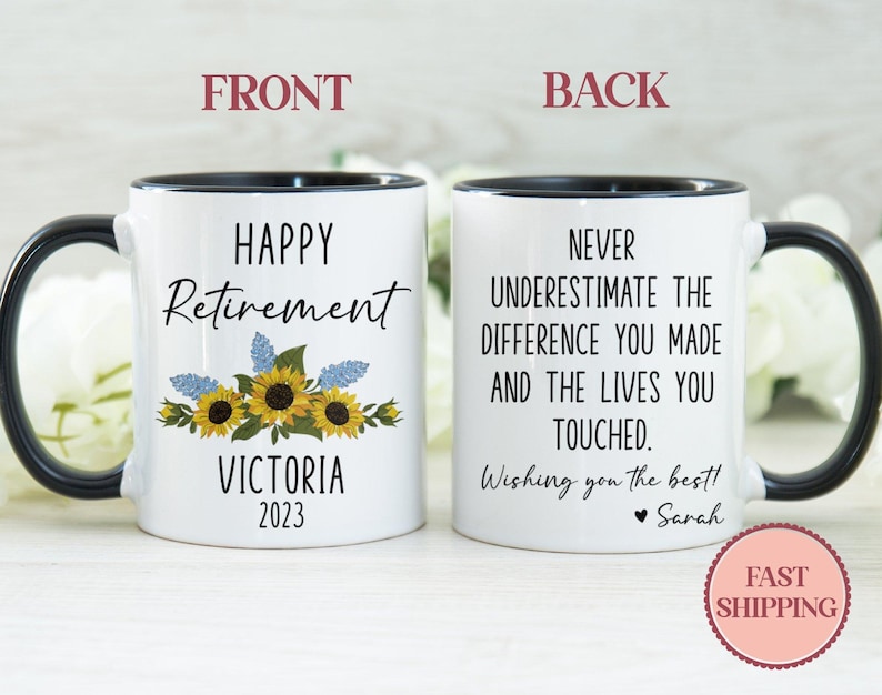 Floral Happy Retirement Mug Custom Retirement Gifts - Etsy