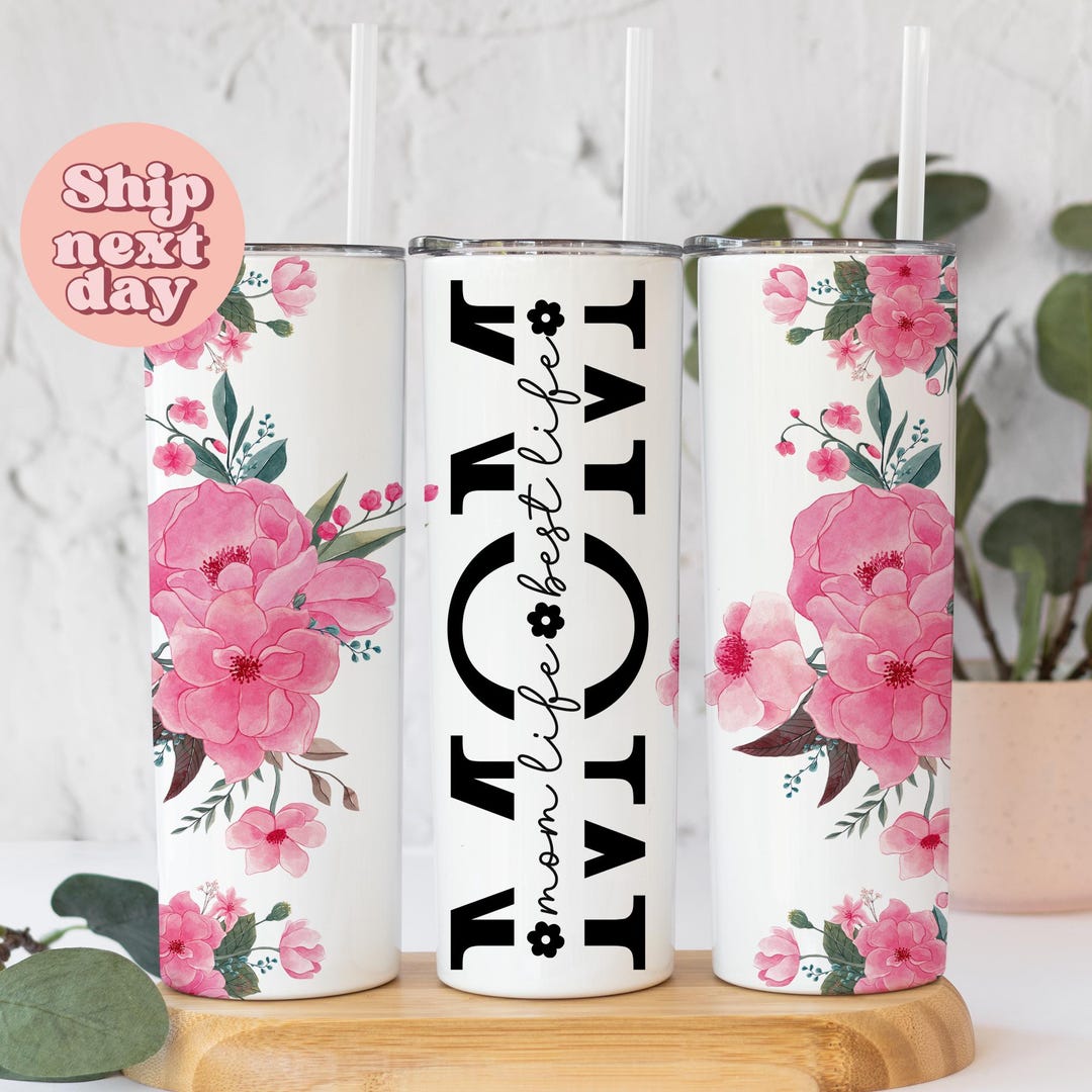 Personalized Mother's Day Tumbler, Floral MOM Water Bottle, Custom ...