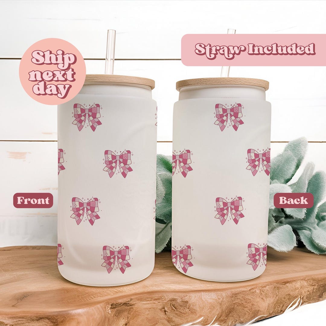 Ribbon Disco Glass Coffee Cup With Straw, Drinking Glass With Lid ...