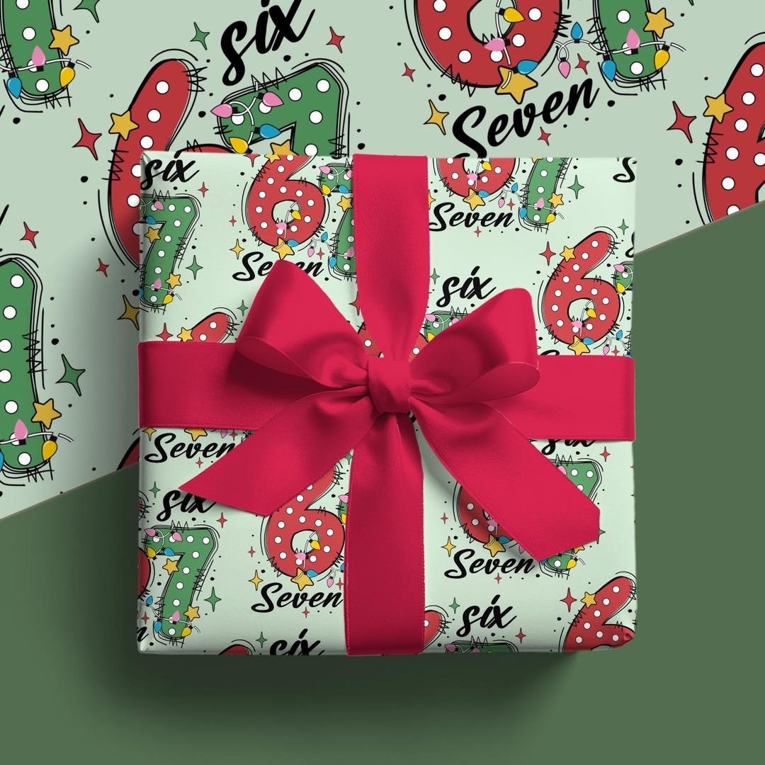 Six Seven Meme Christmas Gift: Kids Meme Wrapping Paper, Fun Number ...
