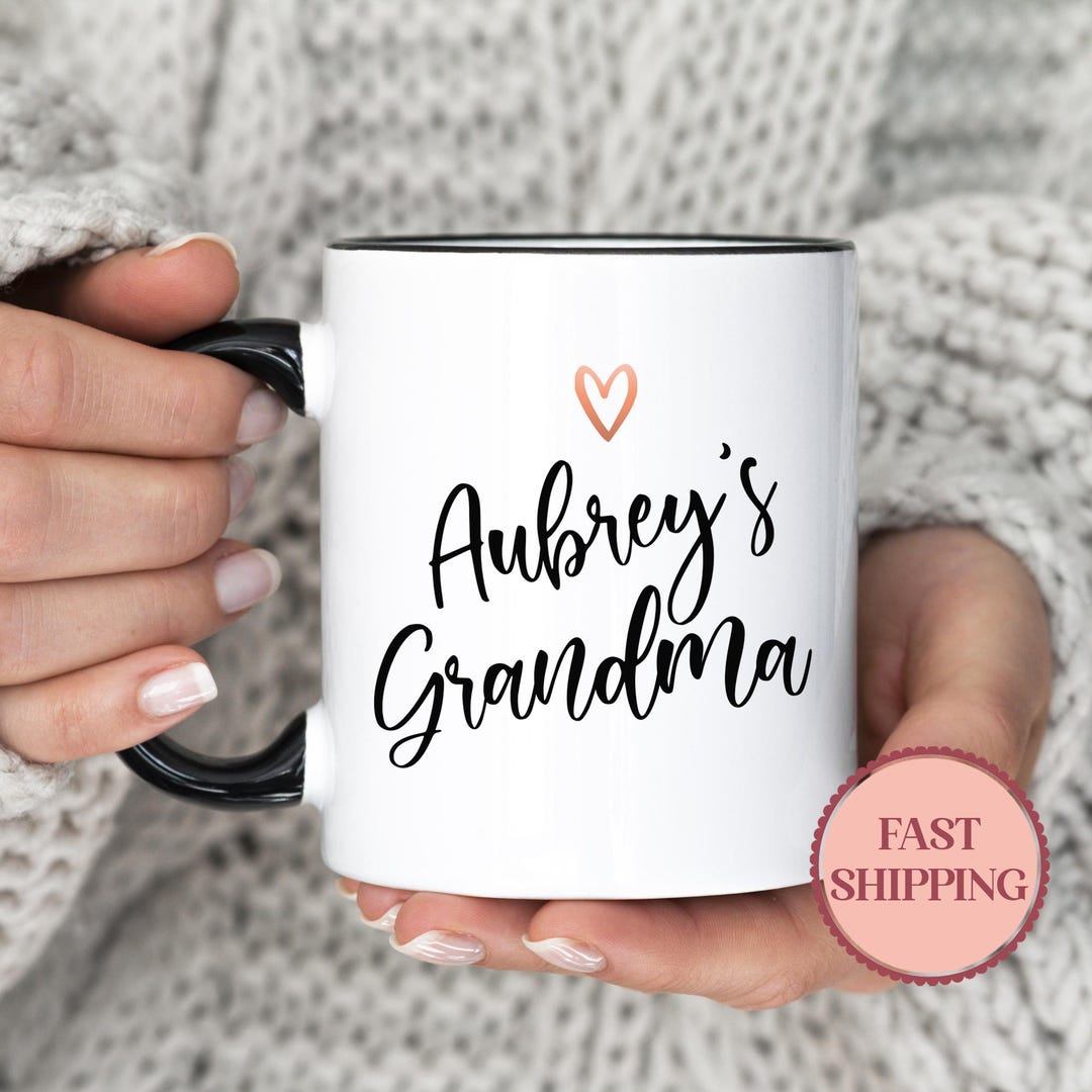 Personalized Grandma Mug | Custom Name Gift for Grandmas | Cute Heart ...