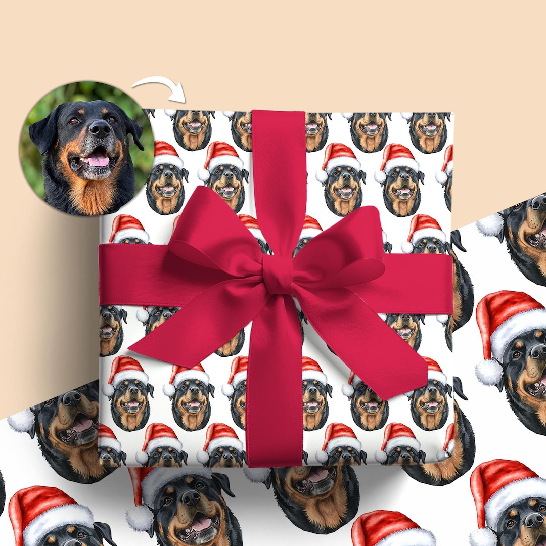 Custom Christmas Wrapping Paper Using Pet Photo: Christmas Gift for Dog ...