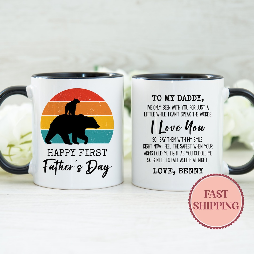 Custom Happy Father's Day Mug, Best Dad Ever Coffee Cup, Children Gift ...