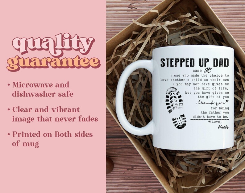Personalized Stepped up Dad Mug •father's Day Gift for Step Dad •step ...