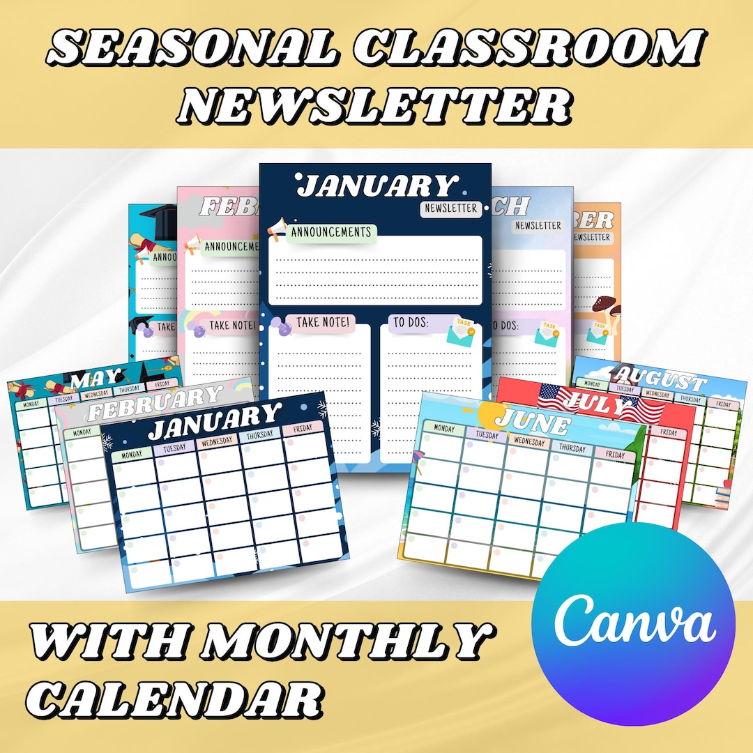 Editable Newsletter Template for Teachers Seasonal Classroom Newsletter ...