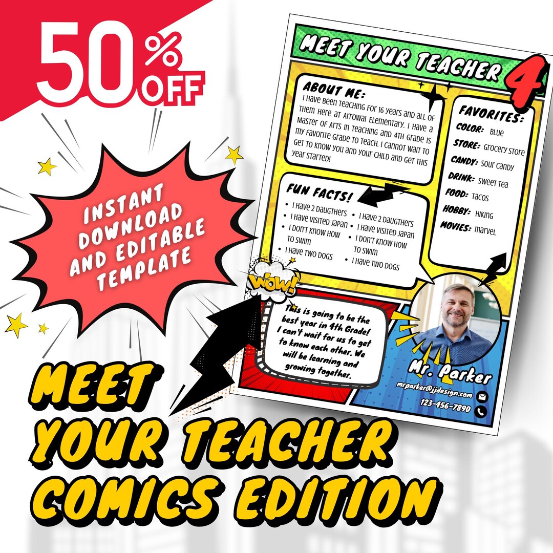 Meet the Teacher Superhero Template, Classroom Decor, Classroom Poster ...