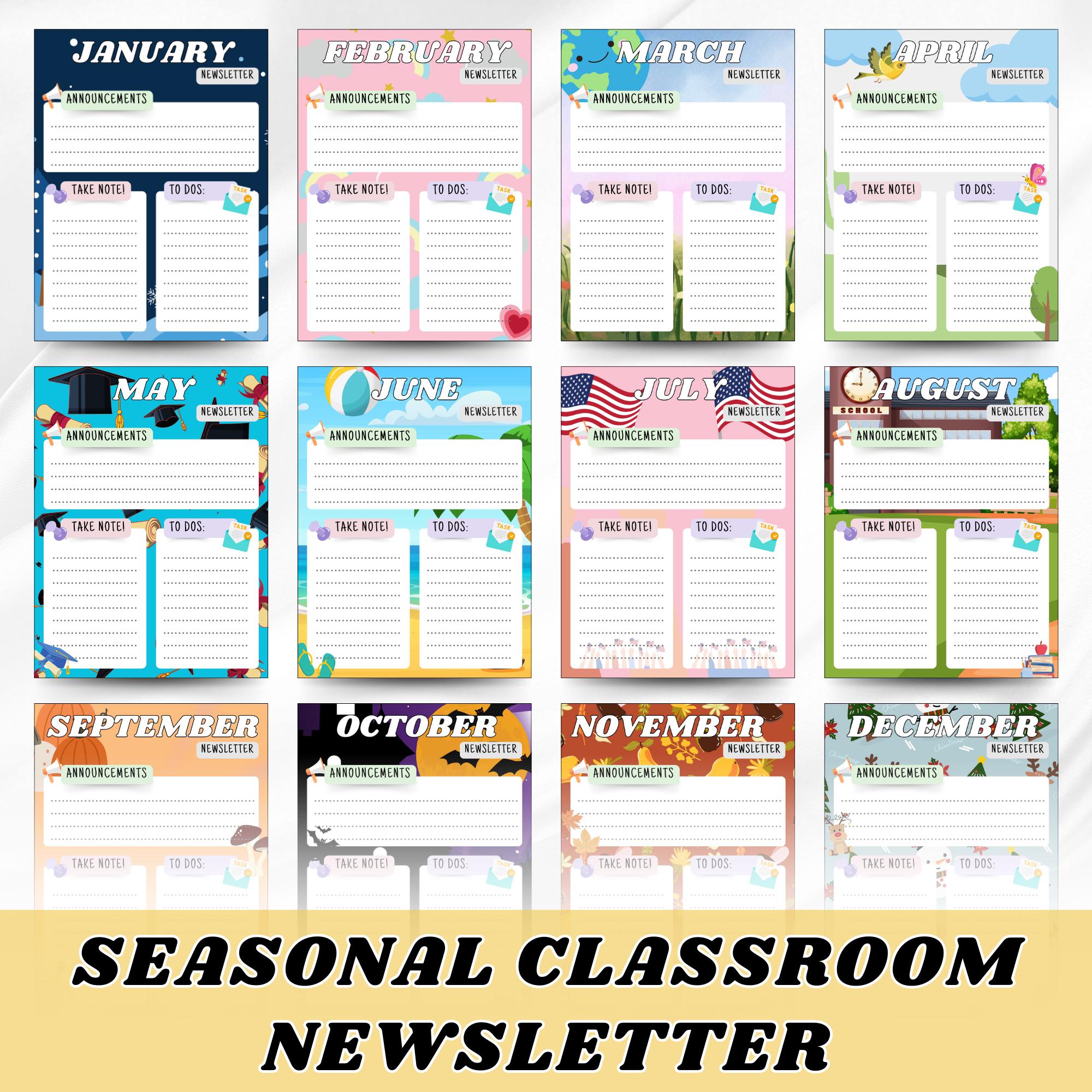 Editable Newsletter Template for Teachers Seasonal Classroom Newsletter ...