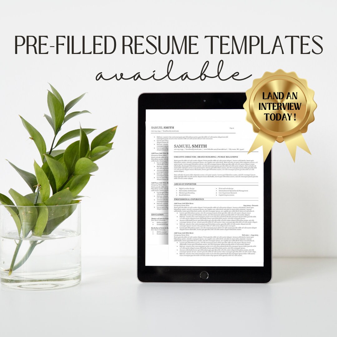 WFH Friendly, Quality Assurance Prefilled Resume Template - Etsy