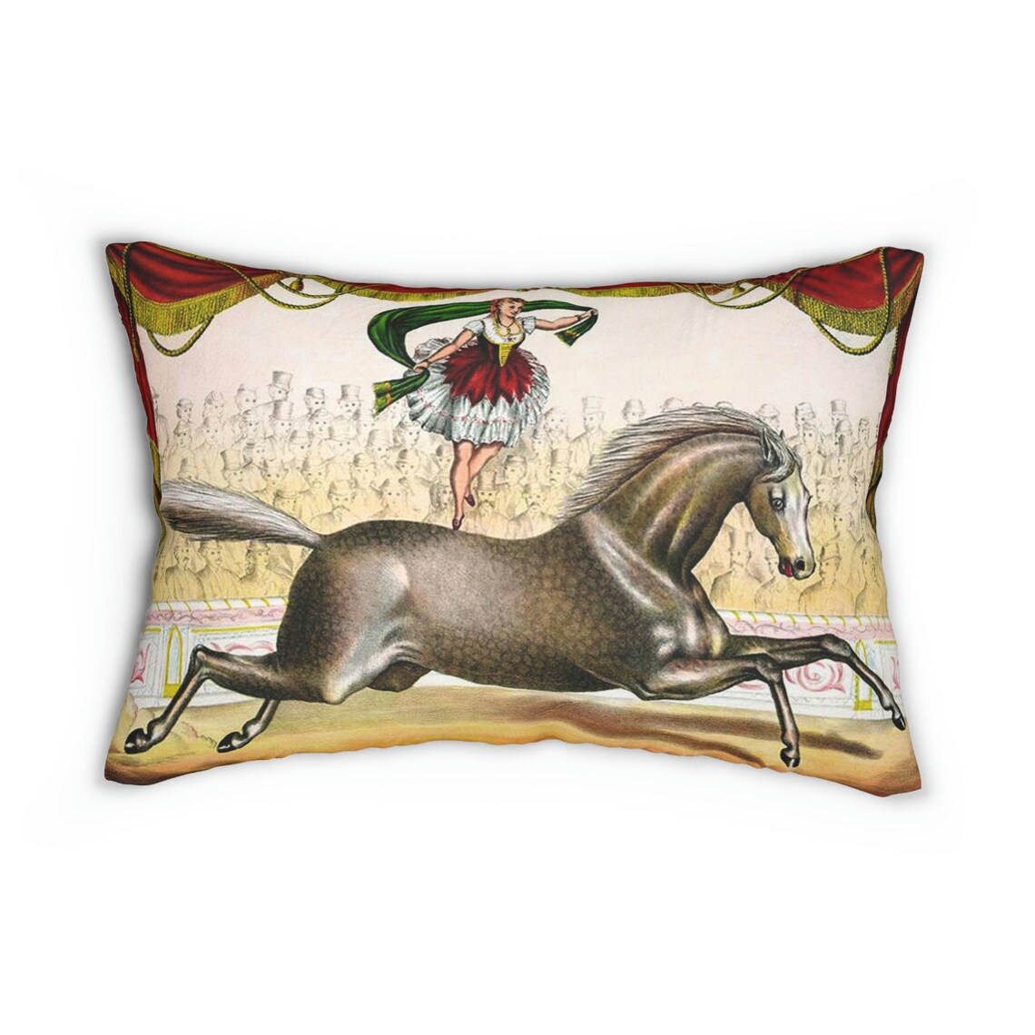 Art Deco Vintage Circus Double-sided 20x14 Spun Polyester Lumbar Pillow ...