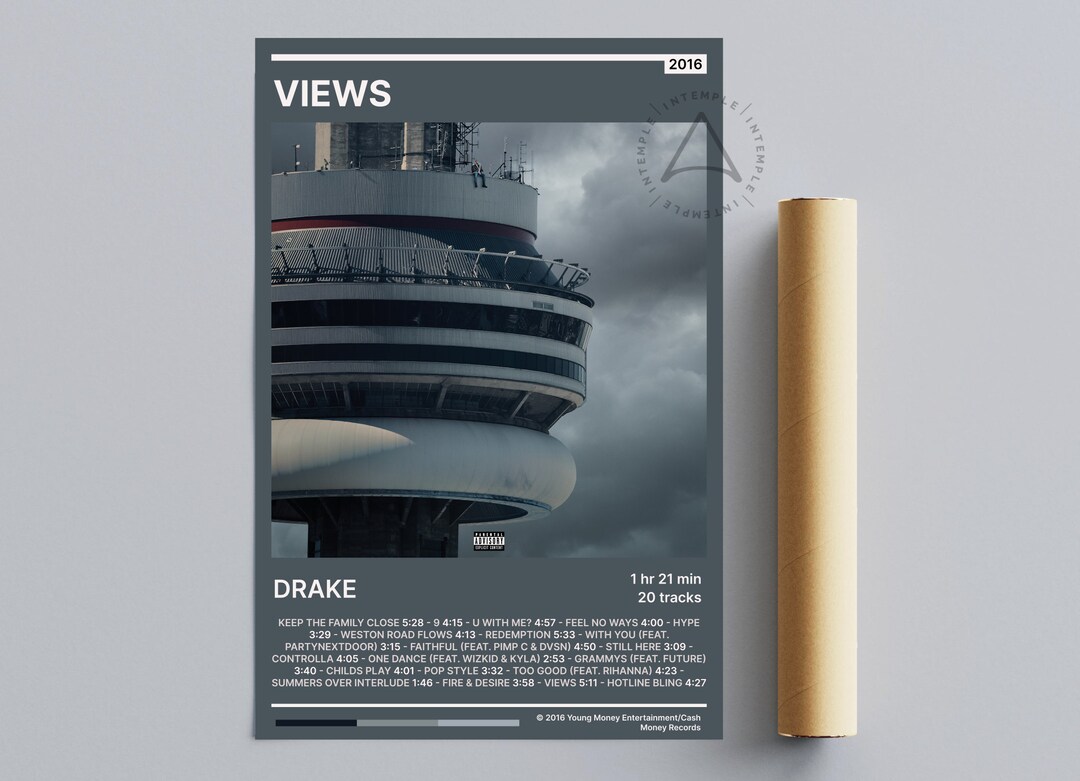 Drake Poster Views Poster Tracklist Album Poster - Etsy