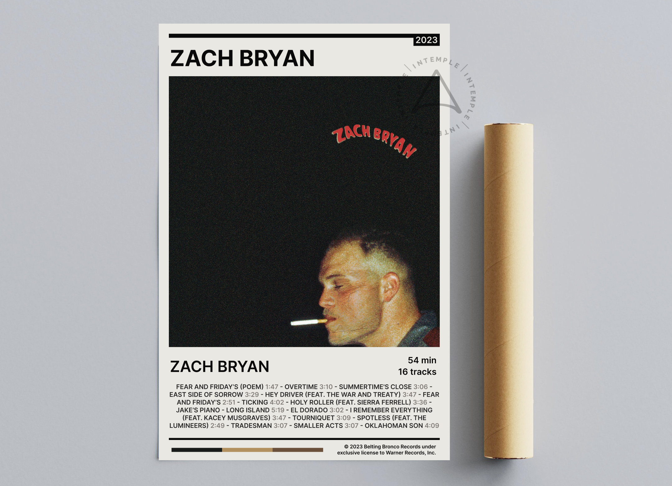 Zach Bryan Poster | Zach Bryan Poster | Tracklist Album Poster verkauft ...