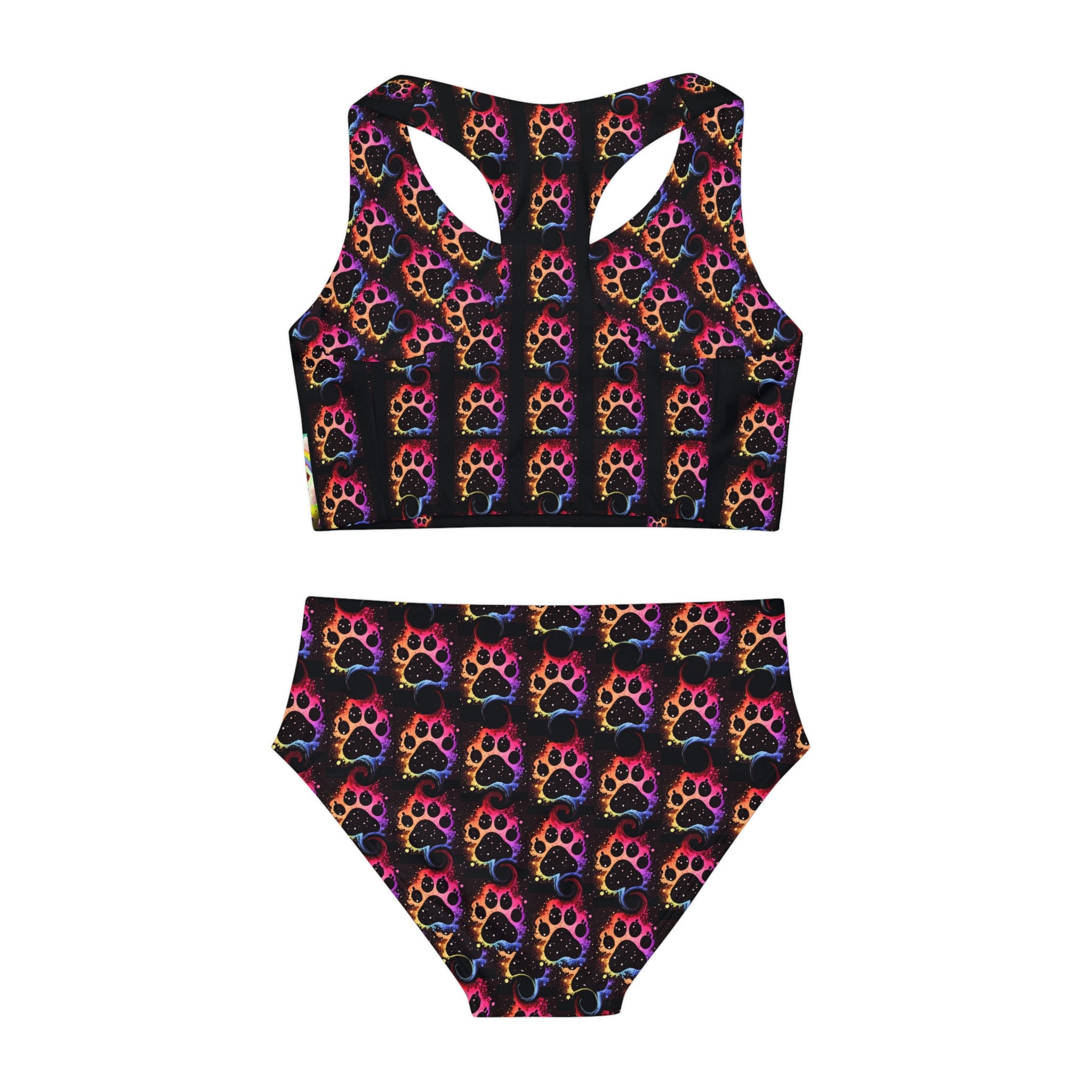 Rainbow Panda Paws - Girls Two Piece Swimsuit - Panda Paw Print ...
