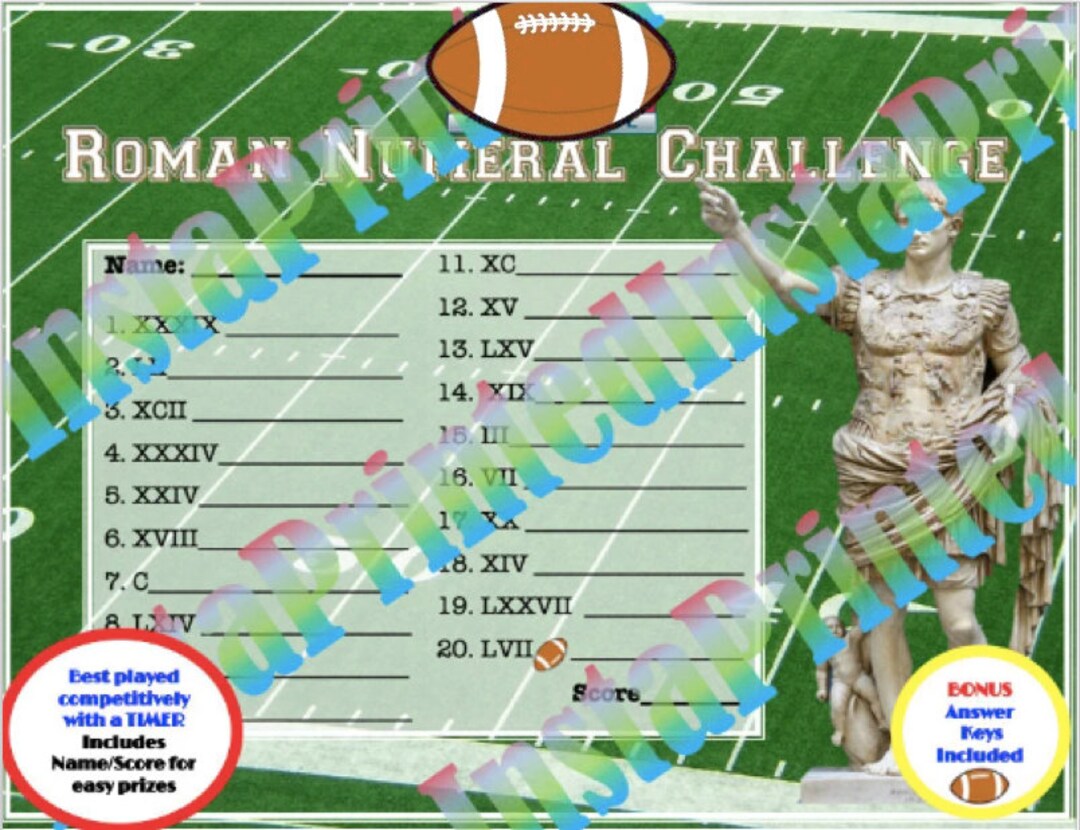 Superbowl LVII Roman Numeral Challenge Football Party Games - Etsy