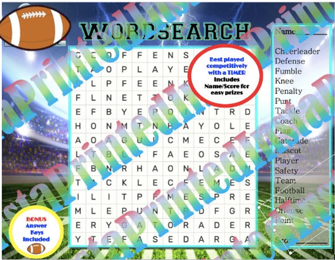 Superbowl LVII 2023 Wordsearch Football Party Games Adults & Kids - Etsy