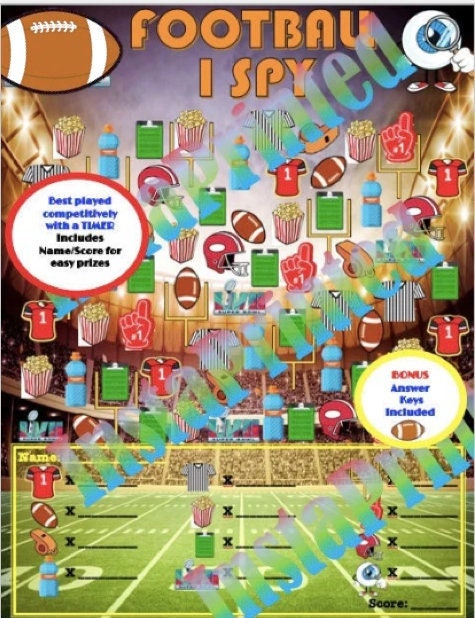 Superbowl LVII Football I Spy Party Game - Etsy