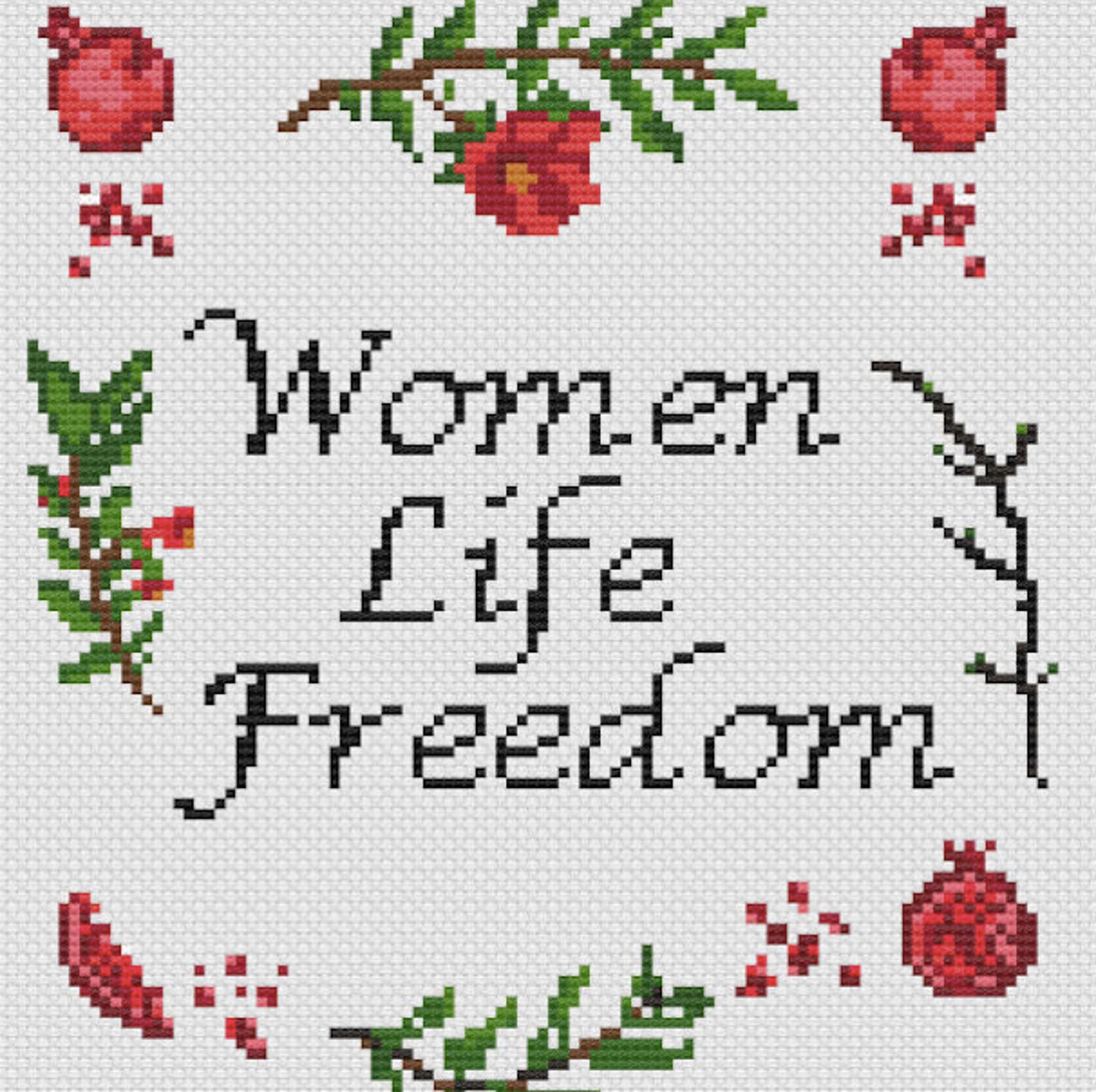 Cross Stitch PDF Pattern Charity Iran Women Life Freedom Activism ...