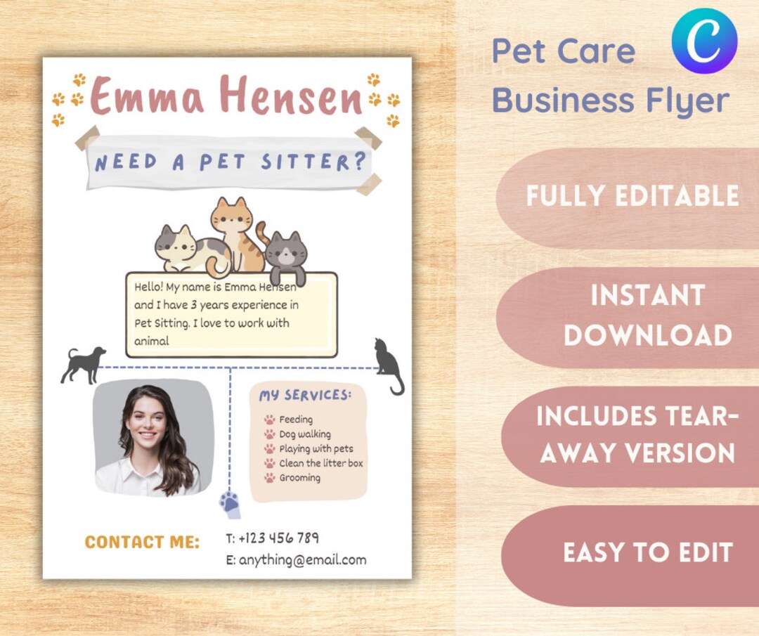 Pet Sitter Flyer I Pet Sitter Business I Pet Sitting Service I Pet Care ...