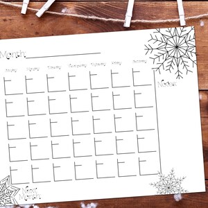 Printable Blank Snowflake Calendar - Etsy